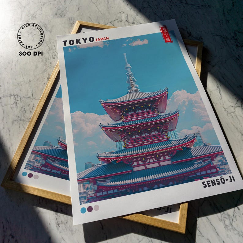 Senso-ji Temple Poster, Tokyo Japan Wall Art, Japanese Wall Art ...