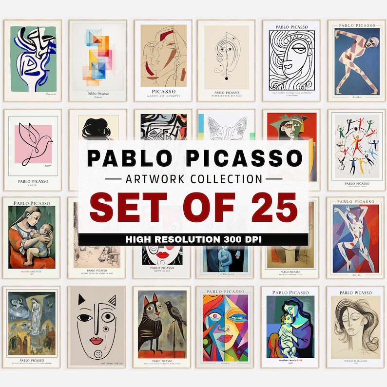 Picasso Style Art Prints: Set of 25, Gallery Wall (digital Download) - Etsy