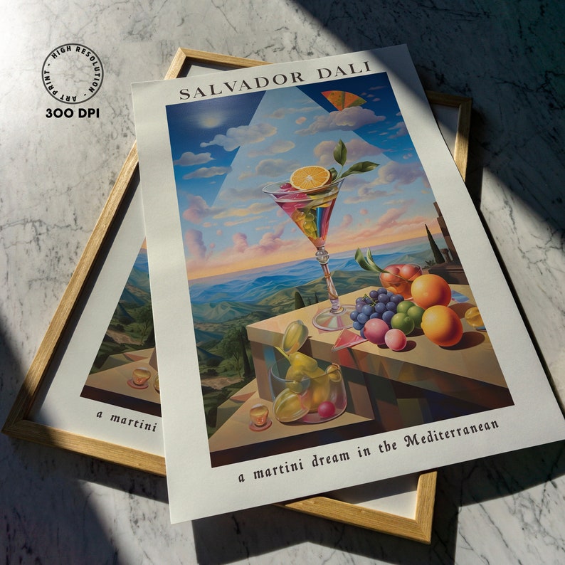 Salvador Dali Martini Cocktail Poster, Digital Prints, Dali Wall Art ...