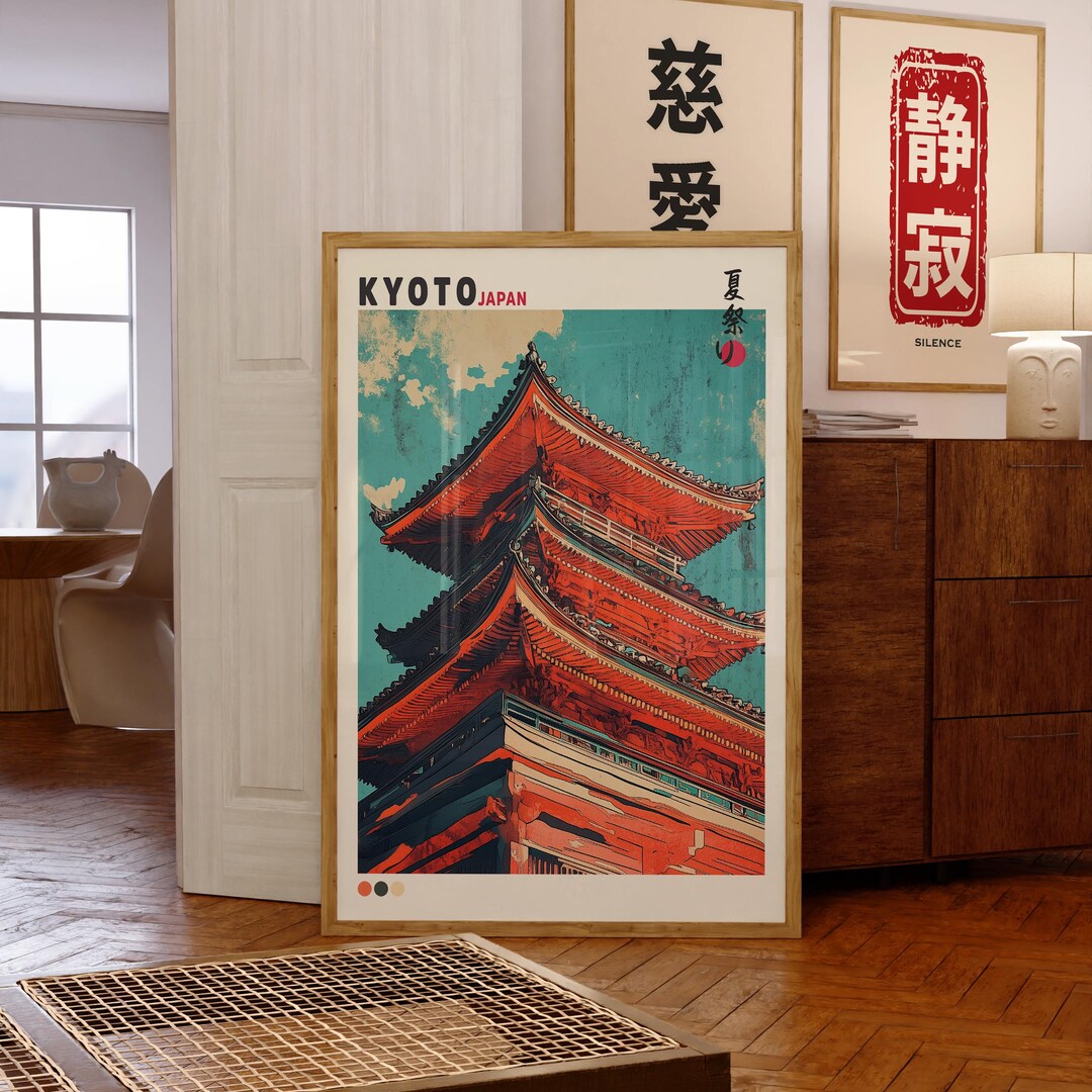 Kyoto Temple Wall Art, Japanese Pagoda Architecture Poster, Traditional ...