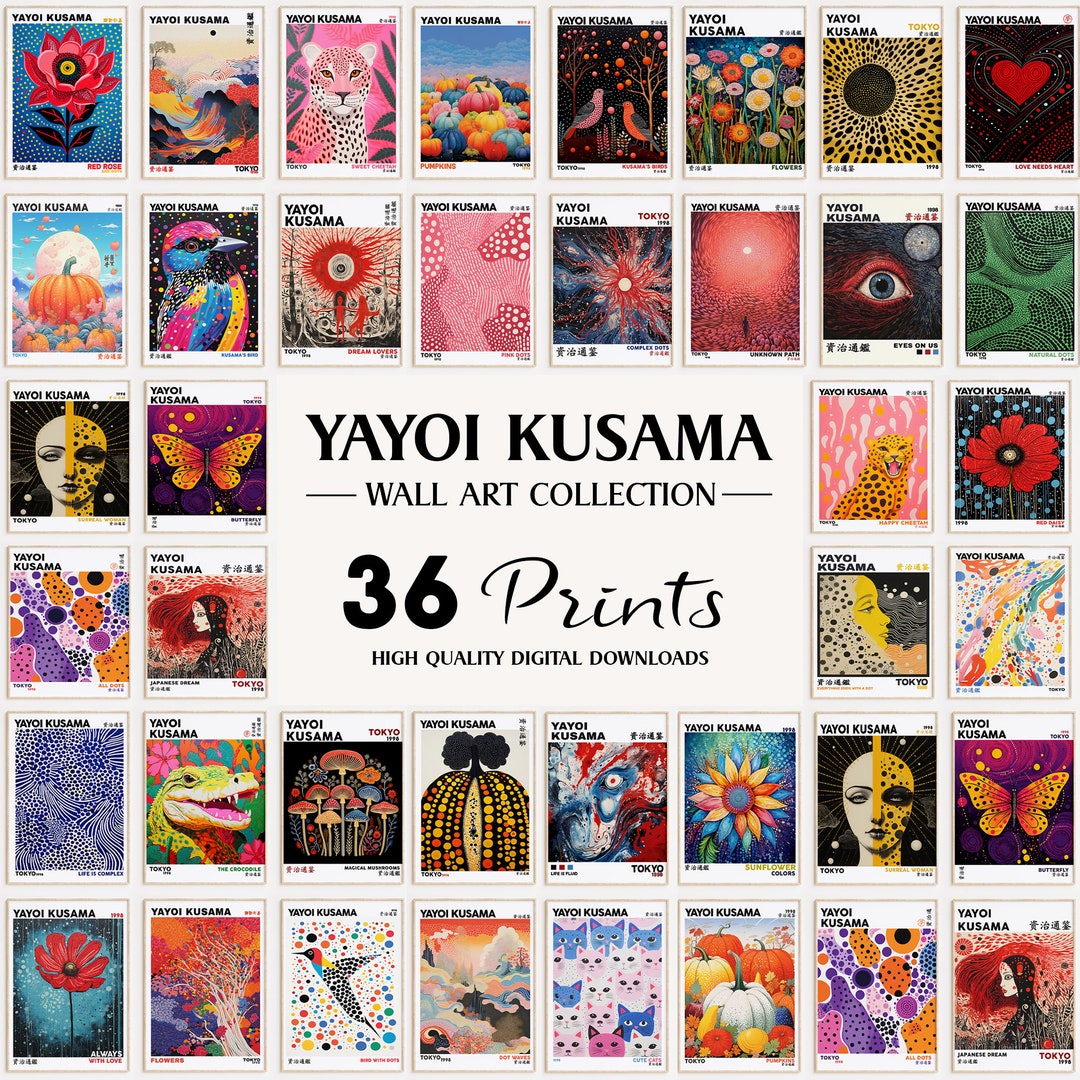Yayoi Kusama Poster Set Of 36, Yayoi Kusama Print, Gallery Wall Set ...