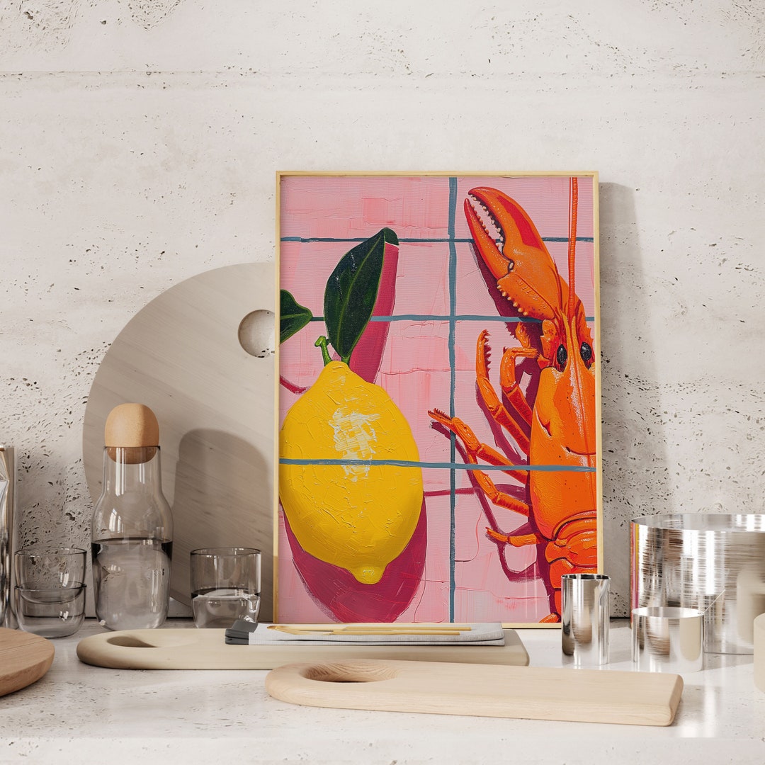 Retro Kitchen Print, Lobster Print, Italian Kitchen Art, Kitchen Art ...