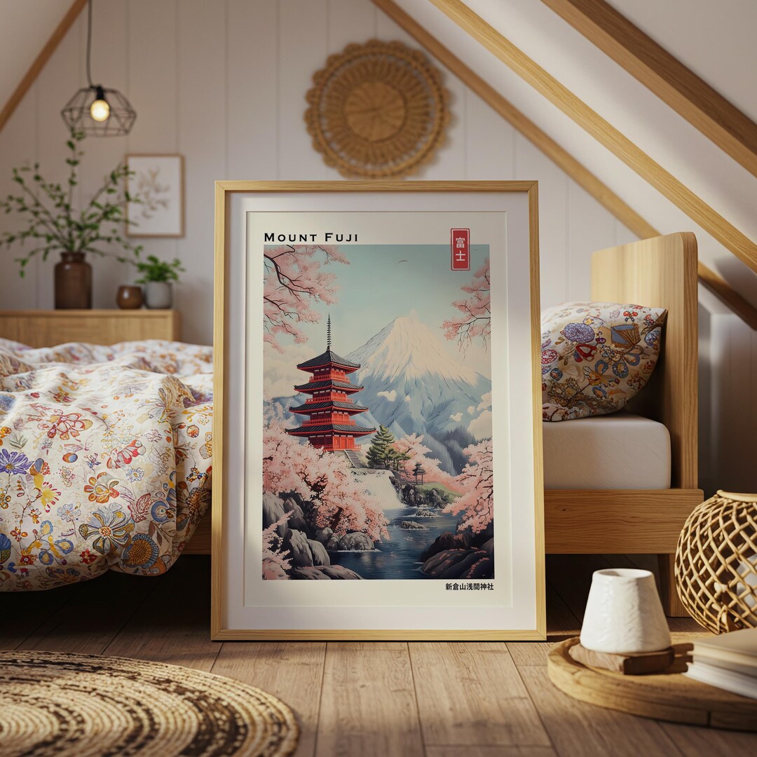 Mount Fuji Poster Japanese Landscape, Japanese Wall Art, Vintage Japanese Prints, Mount Fuji ...