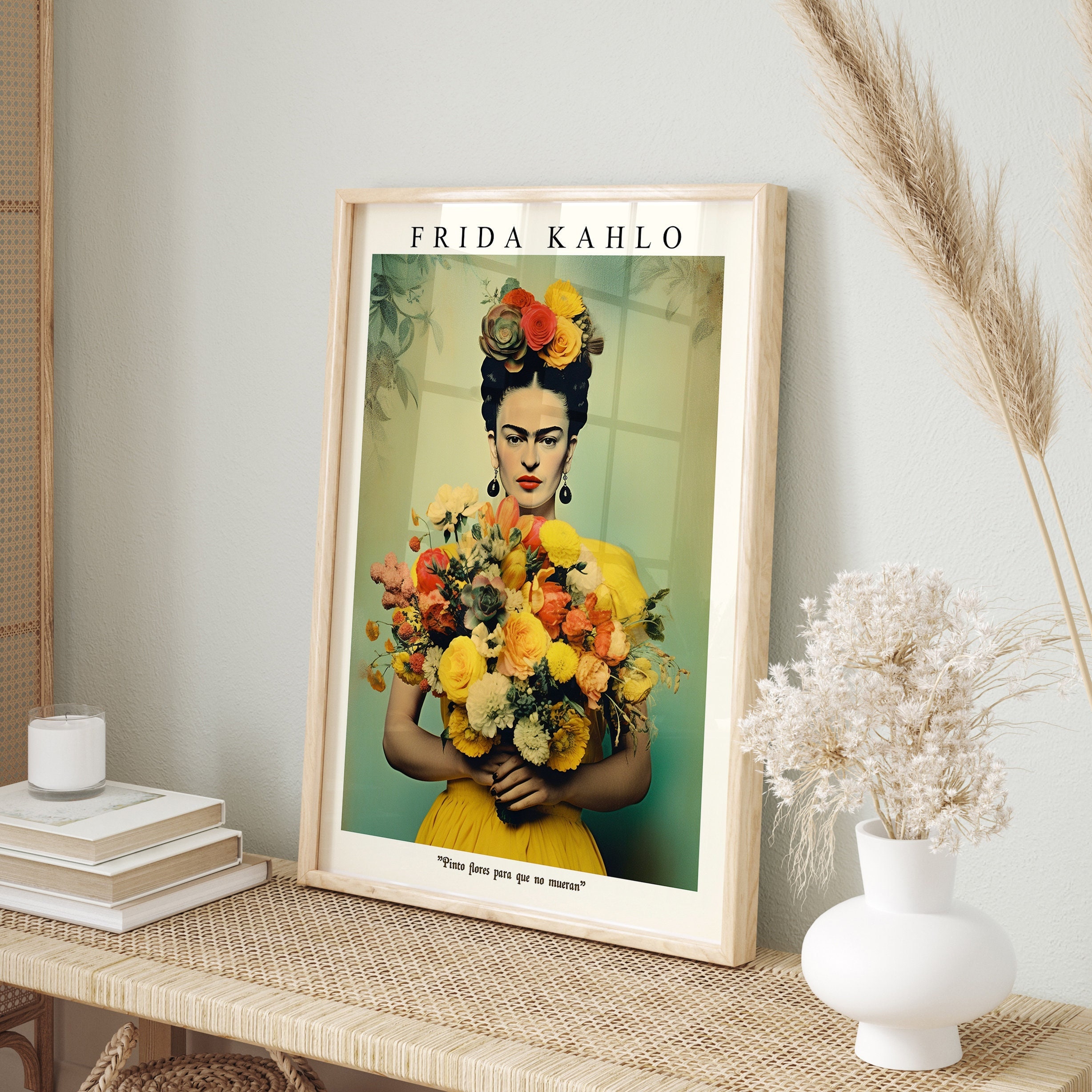 Frida Kahlo With Colorful Flowers, Digital Download, Teen Girl Room ...