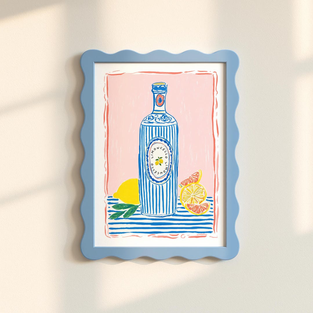 Limoncello Wall Art, Italian Lemon Liqueur Print for Kitchen or Bar ...