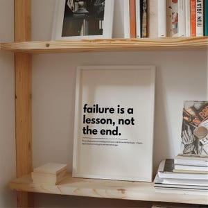 Failure is a Lesson Not the End Motivational Quote Wall Art, Uplifting ...