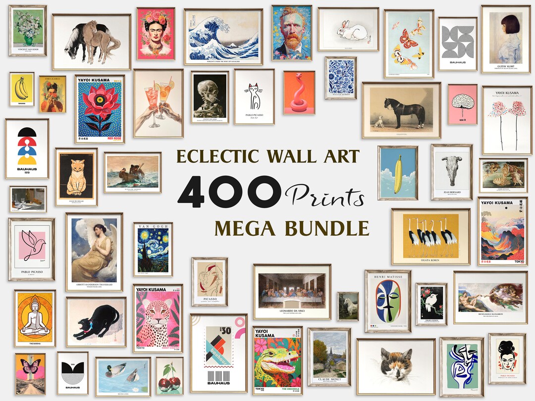 400 WALL ART BUNDLE, Eclectic Wall Art Set, Maximalist Wall Art, 400 ...