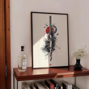 Japanese Katana Art Print, Japanese Traditional Poster, Japanese Wall ...