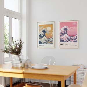 The Great Wave Poster Set of 2 Prints, Hokusai Print, Japanese Wall Art ...