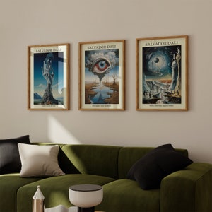 Salvador Dali Set of 3 Wall Art Prints, Exhibition Poster, Dali Print ...