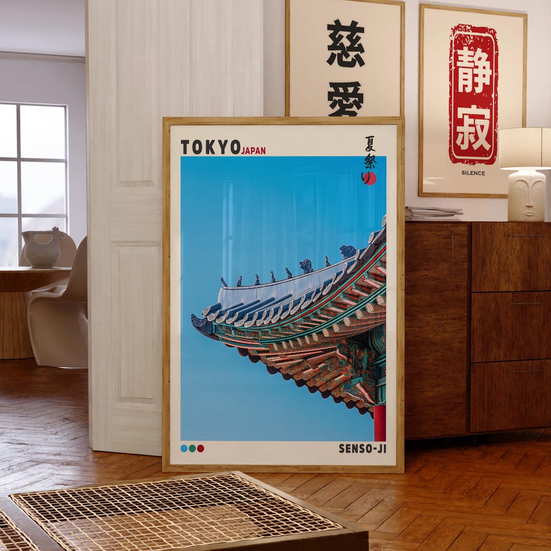 Tokyo Temple Roof Art, Senso-ji Architecture Poster, Japanese Wall ...