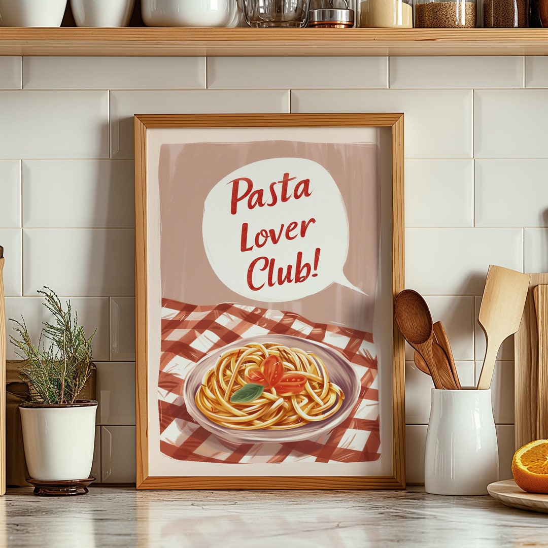 Dinning Room Wall Art, Pasta Print, Pasta, Pasta Lover Club, Italian ...