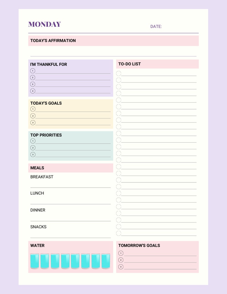 Printable and Fillable Daily Planner. 7 Day Planner Made Easy - Etsy