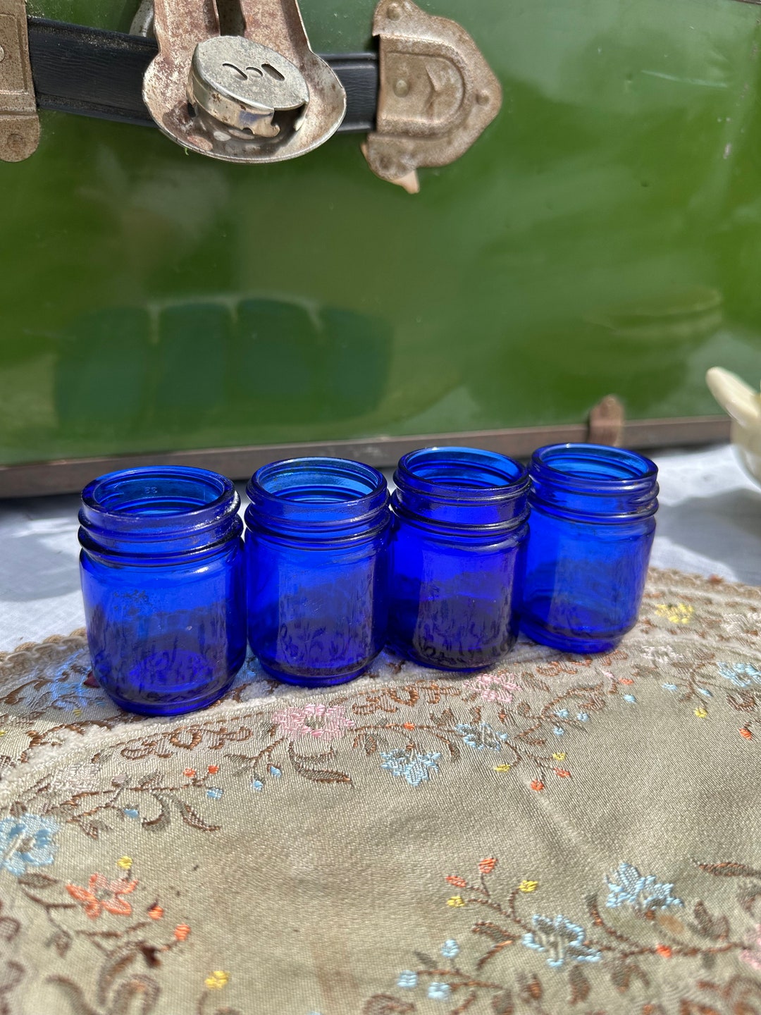 Vintage Cobalt Blue Vicks Vaporub Jars Set of 4 - 1930s - Etsy