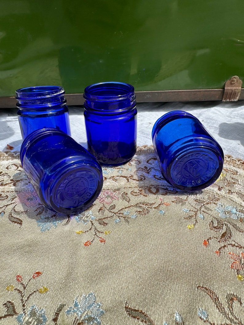 Vintage Cobalt Blue Vicks Vaporub Jars Set of 4 - 1930s - Etsy