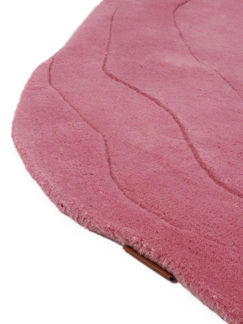 Wave Irregular Rregular Shape, Bone OFF Pink Tufted Rug, Hand-tufted ...