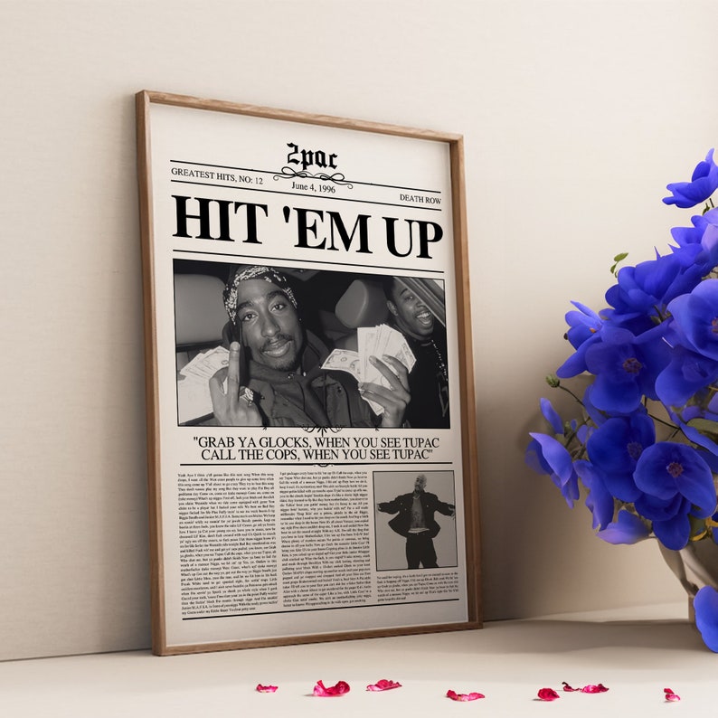 Tupac Shakur Posters, Digital Product, HIT 'EM UP Song Poster, 2pac Album and Songs, Tupac Album ...
