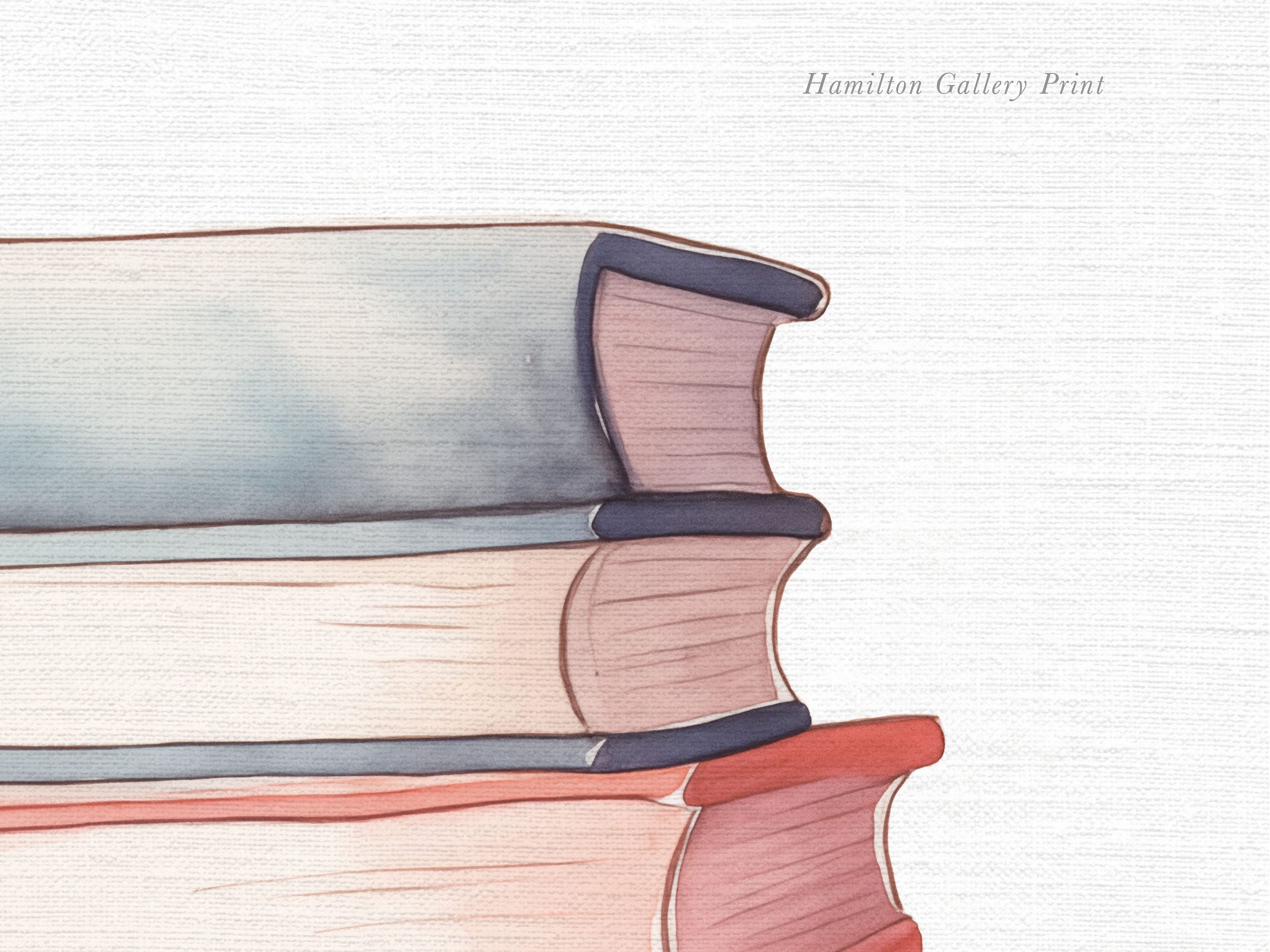 Vintage Pastel Books, PRINTABLE Art, Watercolor Book Stack Digital ...