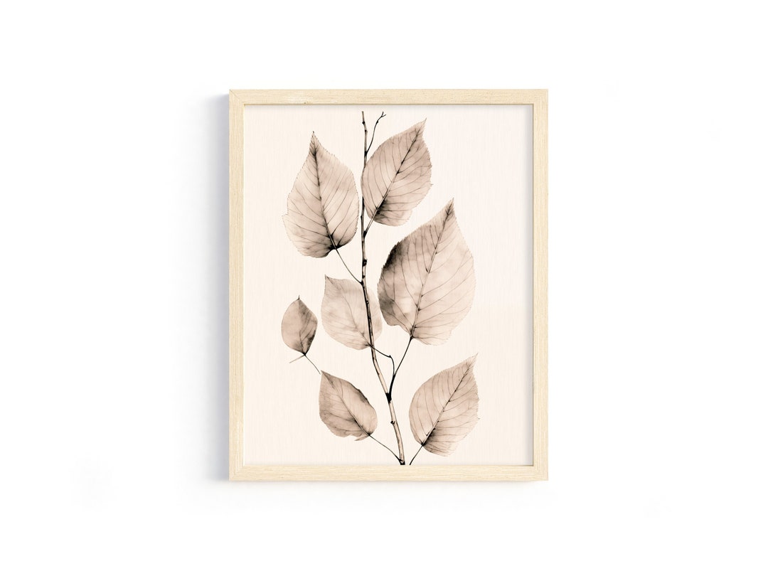 Elegant Botanical Leaf Digital Print, Minimalist Nature PRINTABLE Art ...