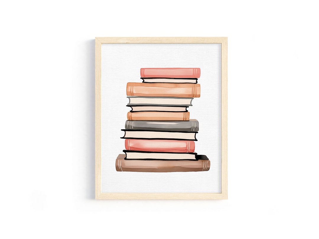 Vintage Books Stack Print: Retro Library Wall Art (digital Download) - Etsy