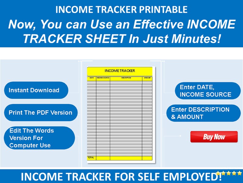 Income Tracker Printable & Editable Templates income Log Income Tracker ...