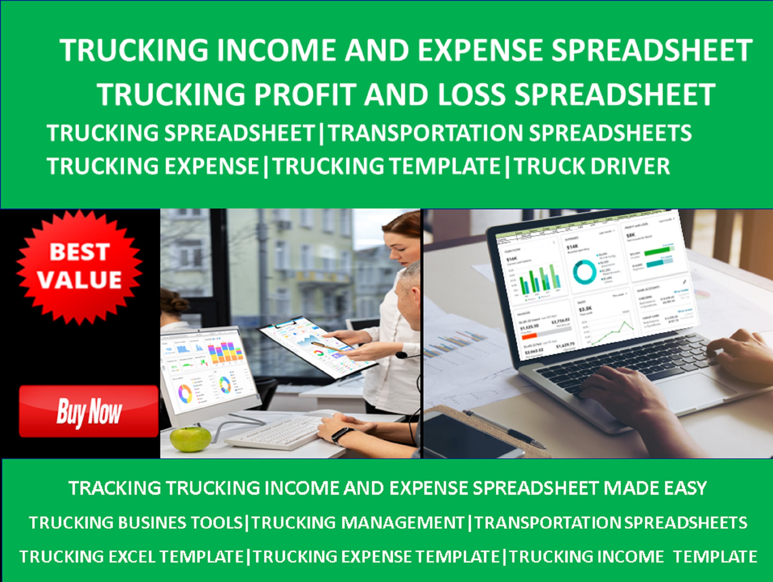 Trucking Income and Expense Spreadsheet Profit and Loss Excel ...
