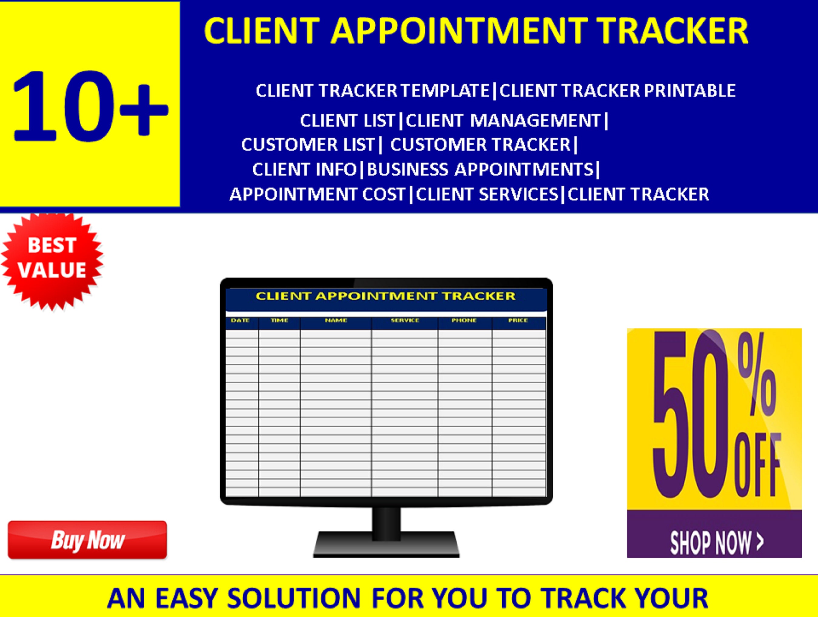 Client Tracker Template Printable, Client List Management, Customer ...