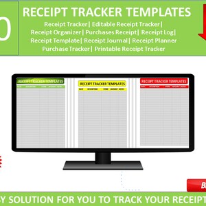 Receipt Tracker Templates Receipt Log Receipt Organizer Purchases ...