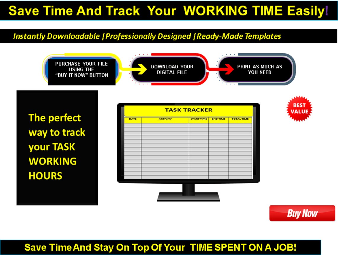 Task Tracker Work Template Tracker Printable Time Task Work Task ...