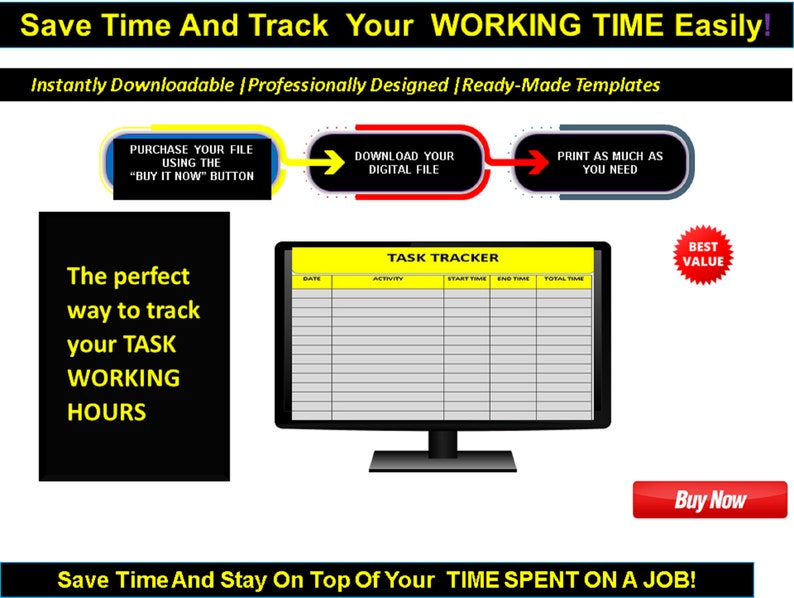 Task Tracker Work Template Tracker Printable Time Task Work Task ...