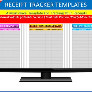 Receipt Tracker Templates Receipt Log Receipt Organizer Purchases ...