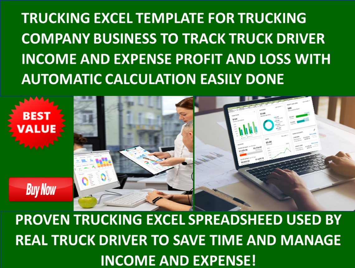 Trucking Excel Spreadsheet Trucking Bookkeeping Template - Track Income ...