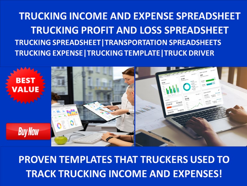 Trucking Income and Expense Spreadsheet Profit and Loss Excel ...