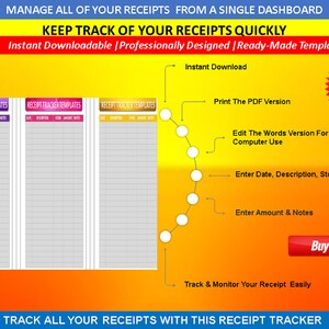 Receipt Tracker Templates Receipt Log Receipt Organizer Purchases ...