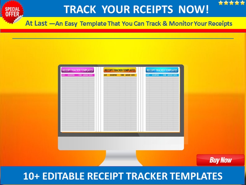 Receipt Tracker Templates Receipt Log Receipt Organizer - Etsy