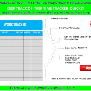 Work Tracker Log Template Tracker Printable Time Task Work Task Tracker ...