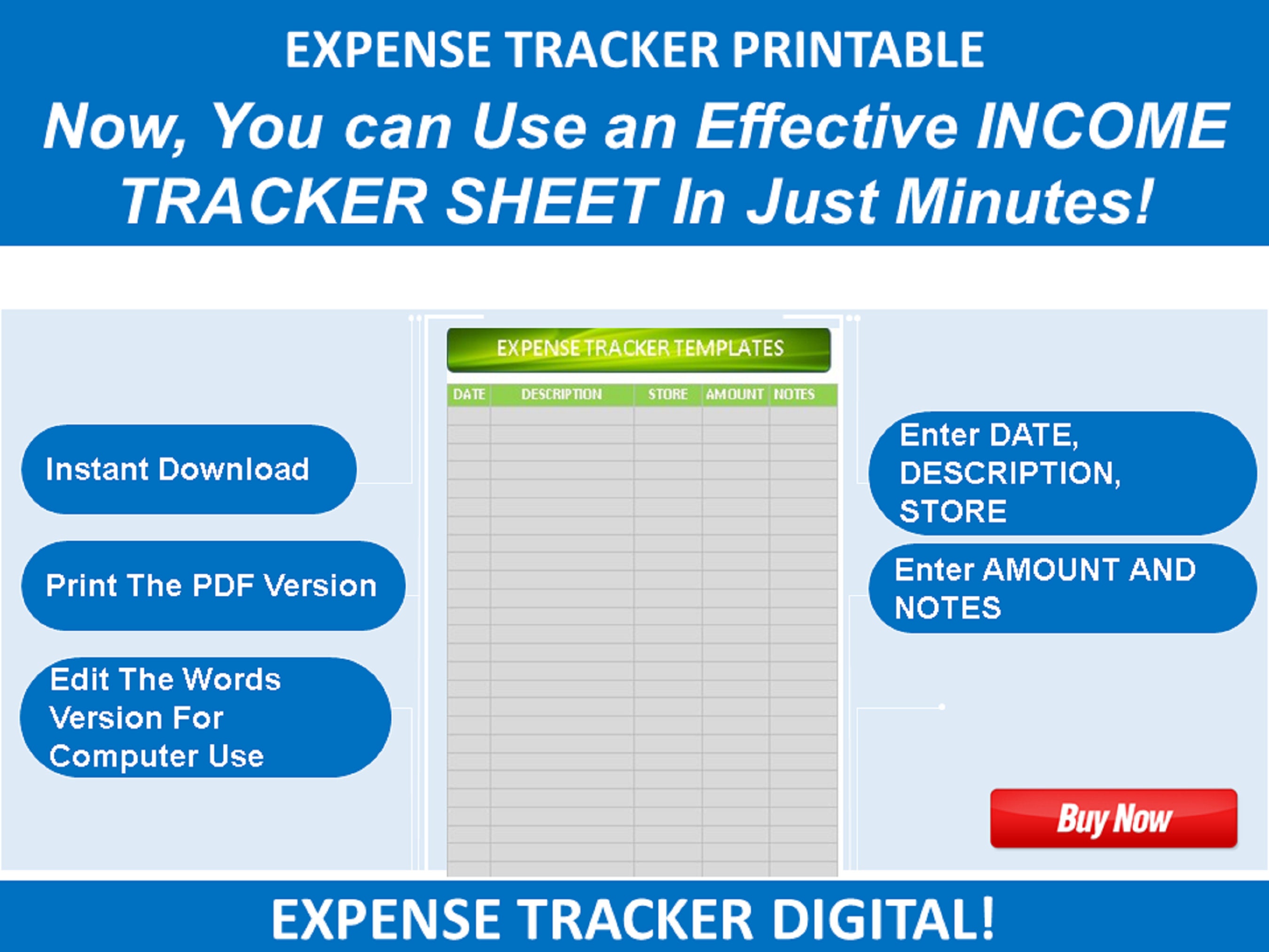 Expense Tracker Excel Spreadsheet Expense Tracker Printable - Etsy