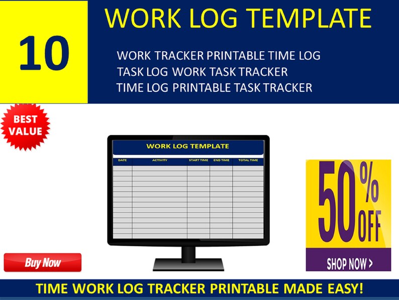 10 Work Log Template Tracker Printable Time Task Work Task Tracker Time ...