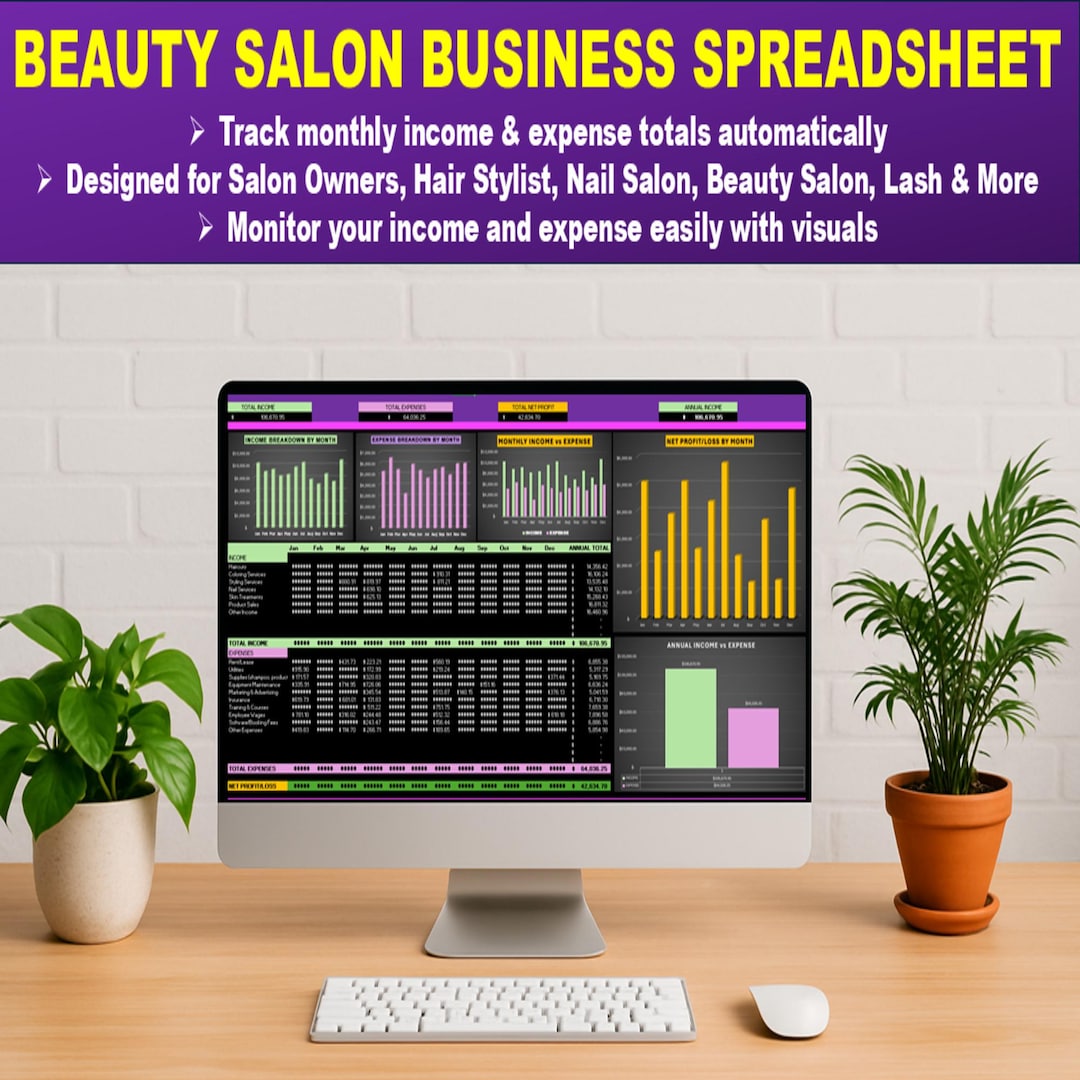 Beauty Salon Business Spreadsheet: Income & Profit Tracker - Etsy