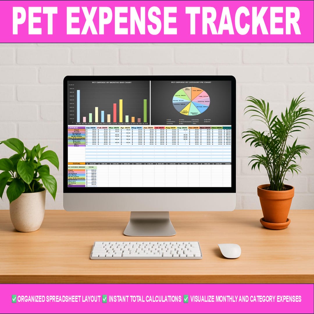 Pet Expense Tracker | Full-year Pet Spending Spreadsheet | Cat & Dog ...