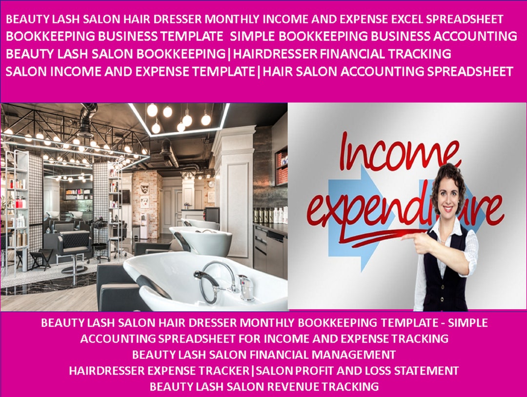 Salon Income Tracker Expense Excel Template Beauty Business Finances ...