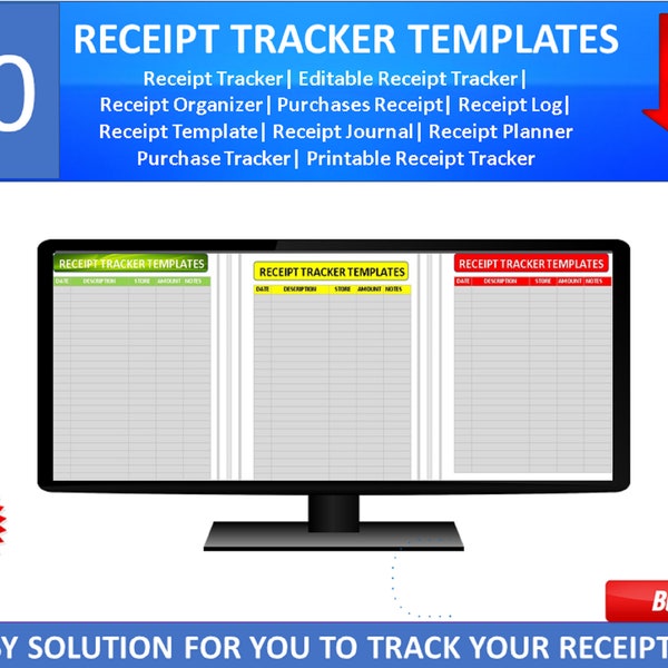 Editable Receipt Tracker Template - Etsy