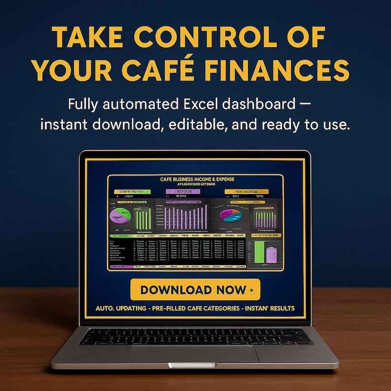 Cafe Income and Expense Excel Tracker | Business Finance Dashboard ...