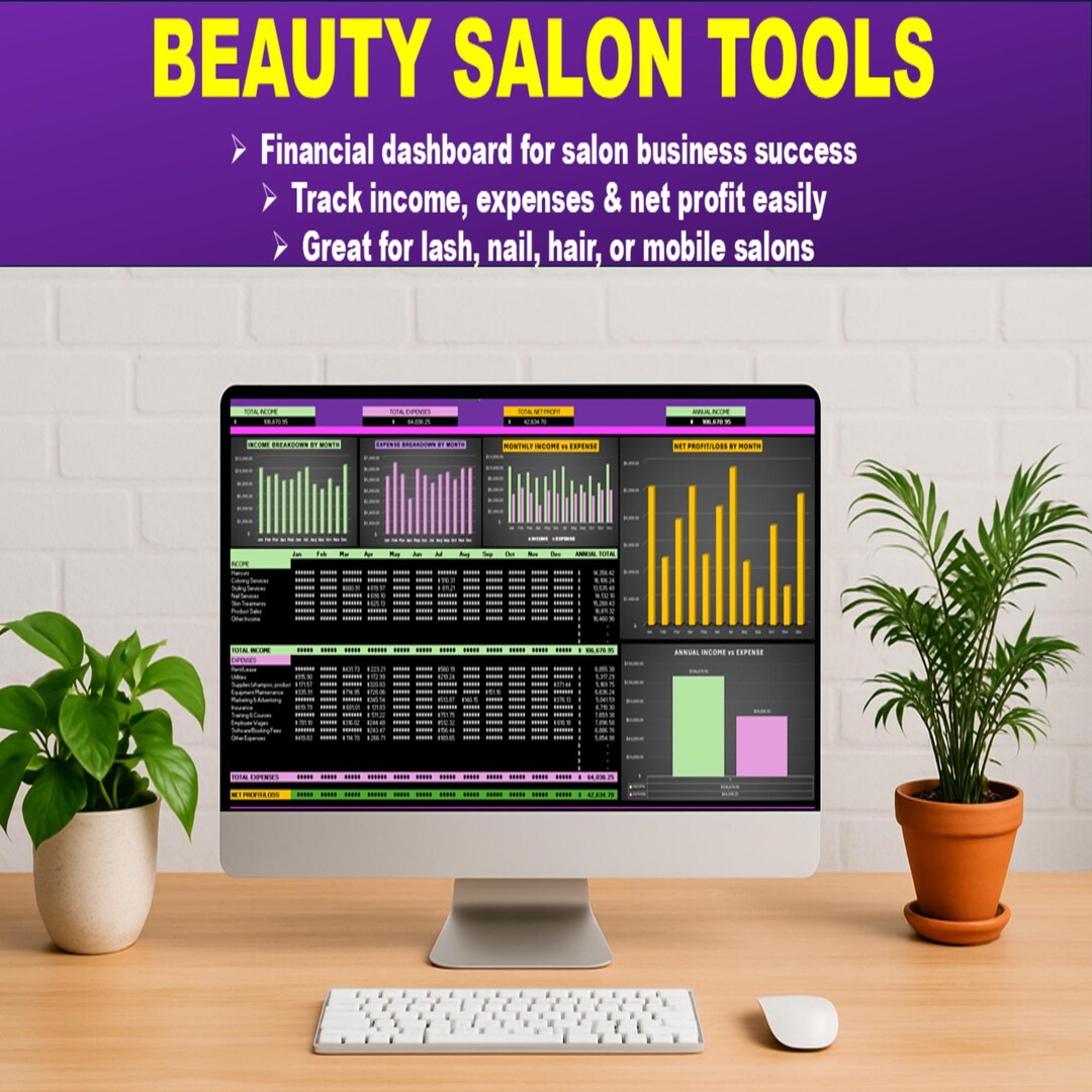 Salon Bookkeeping Spreadsheet: Income & Expense Tracker (digital ...