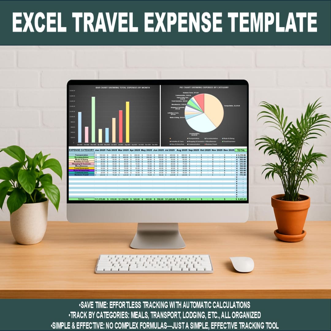 Excel Travel Expense Template | Simple Expense Trip Tracker | Travel ...