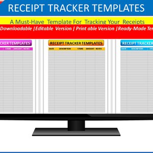Receipt Tracker Templates Receipt Log Receipt Organizer Purchases ...