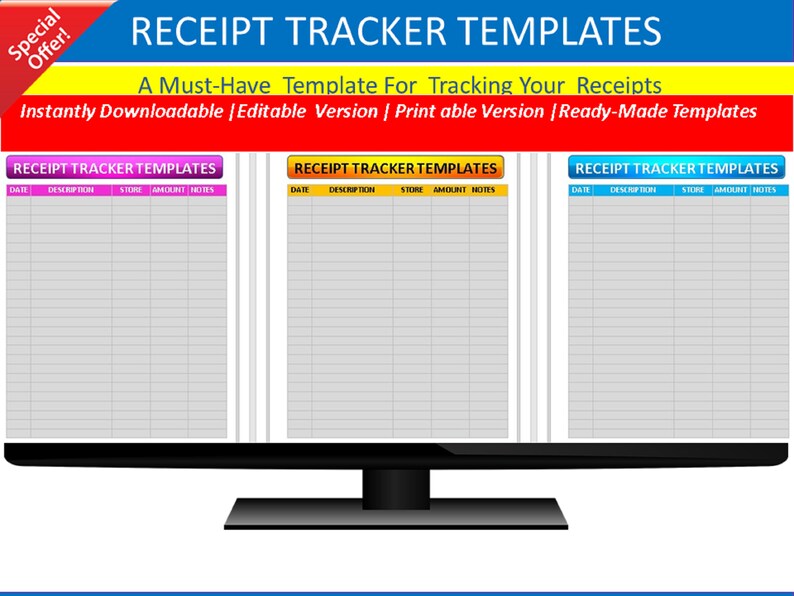 Receipt Tracker Templates Printable Receipt Log Editable Receipt ...