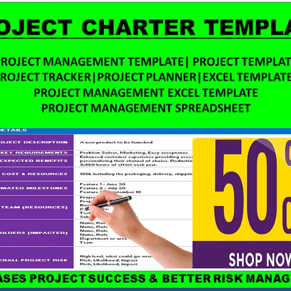 Project Charter Template Excel - Etsy