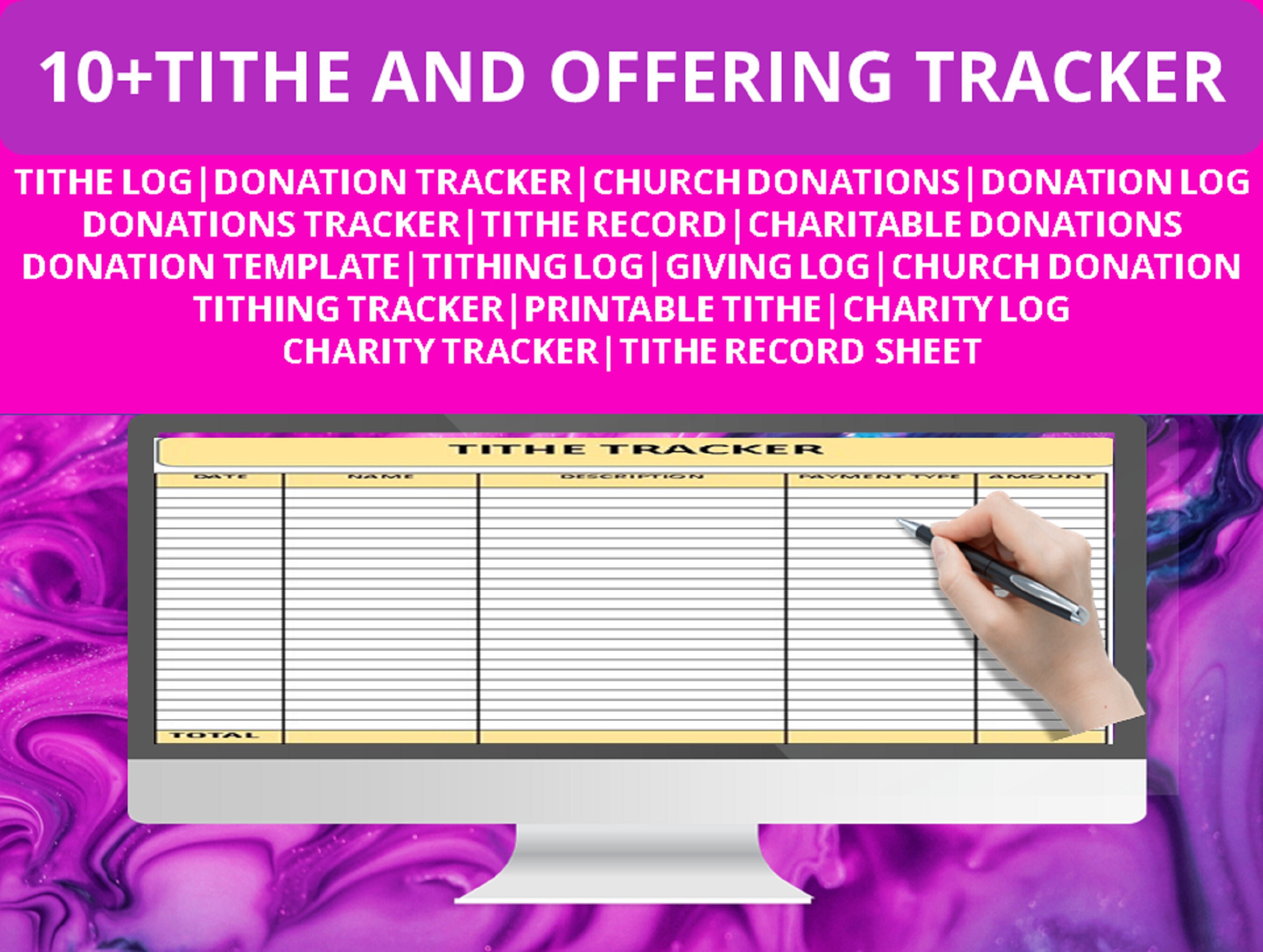 Tithe and Offering Tracker Tithe Log Donation Tracker Donation Log ...