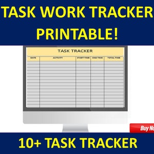 Task Tracker Work Template Tracker Printable Time Task Work Task ...